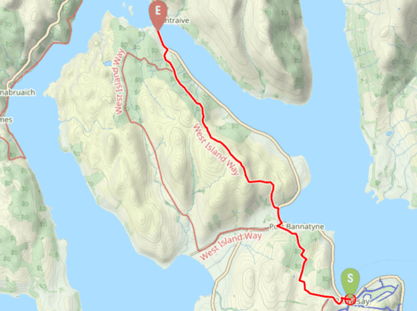 Walk 257 - Rothesay to Rhubodach, Isle of Bute (The West Island Way ...